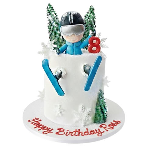 Skier themed cake design suitable for all occasions